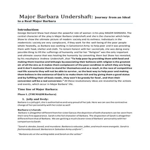 Major barbara undershaft | DOCX