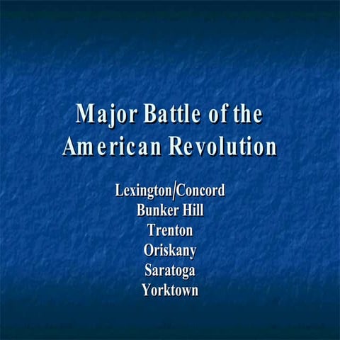 Major Battles Of The American Revolution | PPT