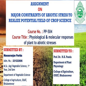 MAJOR CONSTRAINTS OF ABIOTIC STRESS TO REALIZE POTENTIAL YIELD OF CROP ...