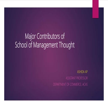 Major contributors of school of management thought | PPTX