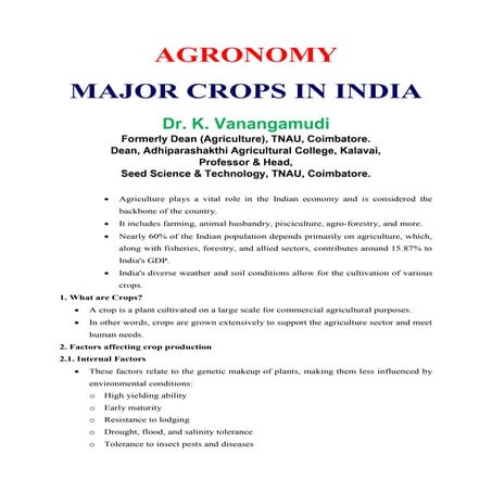 Agronomy - Major crops in India - oneliner.pdf