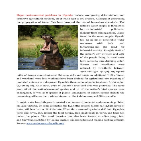 Major environmental problems in uganda | PDF