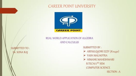 Application Of Linear Algebra In Real Life Ppt