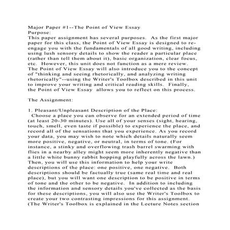 Major Paper #1--The Point of View EssayPurpose This paper assi.docx