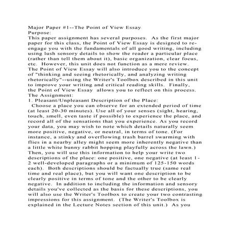 Major Paper #1--The Point of View EssayPurpose This paper assi.docx