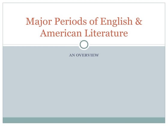 Introduction to Anglo-American Literature Grade 9 students | PPT