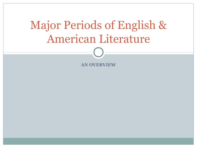 Introduction to Anglo-American Literature Grade 9 students | PPTX