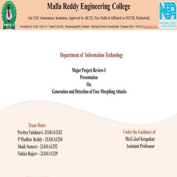 Detection And Generation Of Face Morphing Attacks Pptx