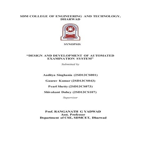 Design And Development Of Automated Examination System Docx Databases Computer Software