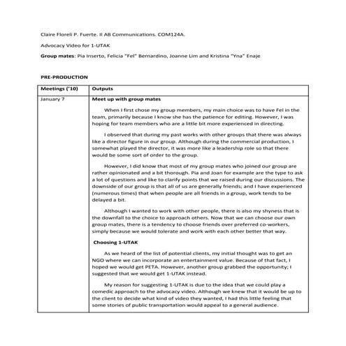 Major Project Production Journal | DOC