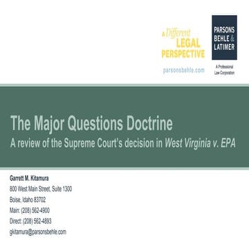 The Major Questions Doctrine: A Review of the Supreme Court Decision in ...