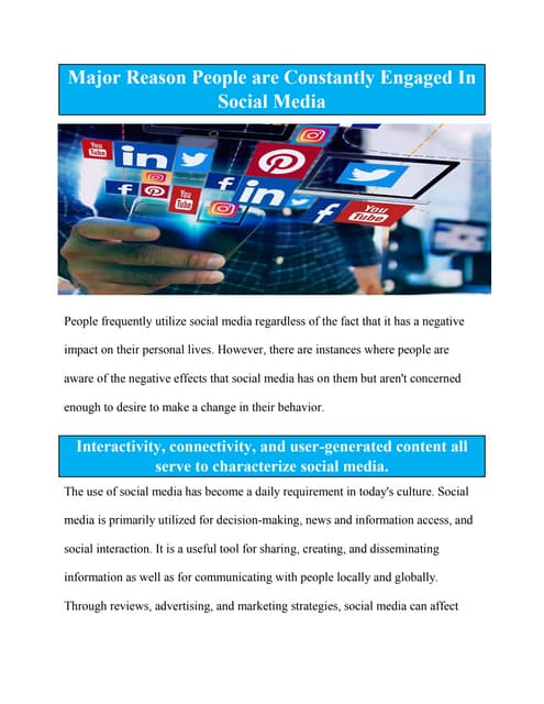 Social Medias Impact on Society.pptx.... | PPT