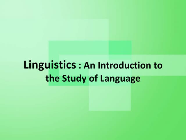 Linguistics module 3 | PDF