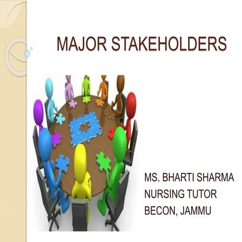 Major stakeholders in health care delivery system