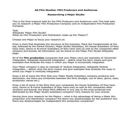 Major Studio Research Task | DOC