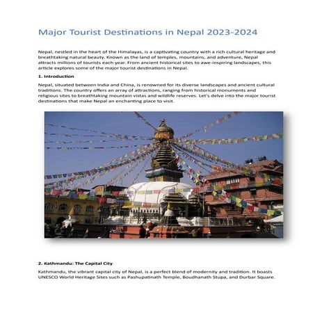 Major Tourist Destinations in Nepal 2023/2024 | PDF