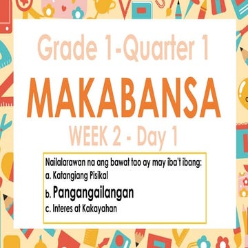 MAKABANSA Q1-WEEK2-DAY1-DAY5.pptx for grade 1 teachers | PPTX