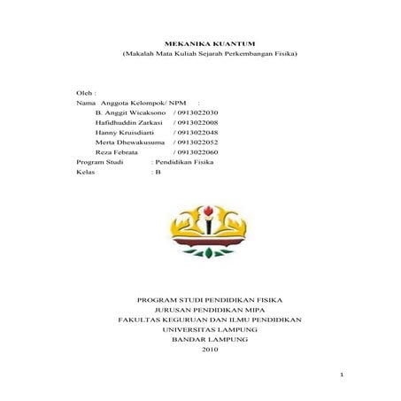 Makalah Mekanika Kuantum | DOCX