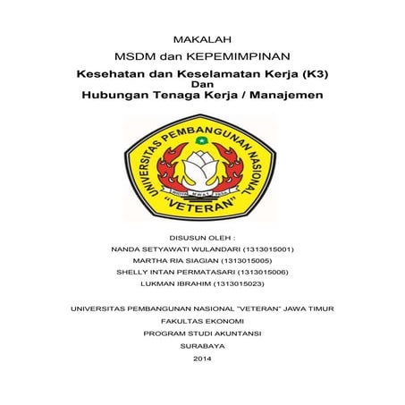 Makalah bab 13 kesehatan dan keselamatan kerja (k3) & hubungan tenaga ...