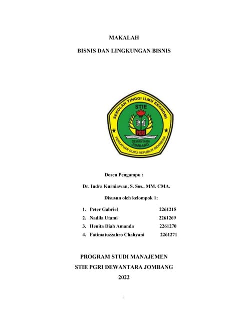 Makalah lingkungan bisnis ( pengantar bisnis) | DOCX