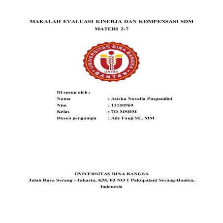 Makalah uts evaluasi kinerja dan kompensasi sdm | PDF