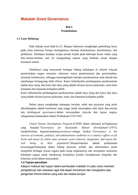 Tata Kelola Pemerintahan yang Baik (Good Governance) | PDF