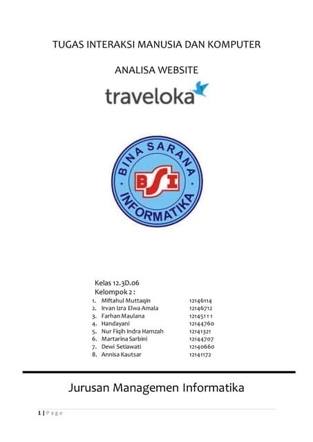 Analisa Antarmuka website tugas Universitas BSI | PPTX