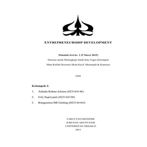 Makalah entrepreneurship development | PDF
