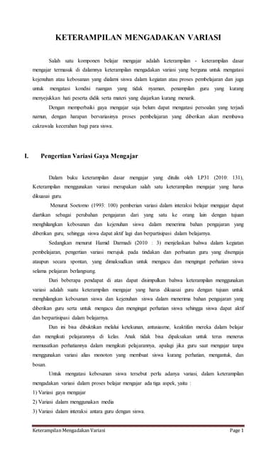kemahiran variasi rangsangan | PDF
