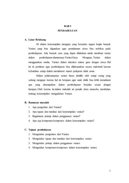 kemahiran variasi rangsangan | PDF