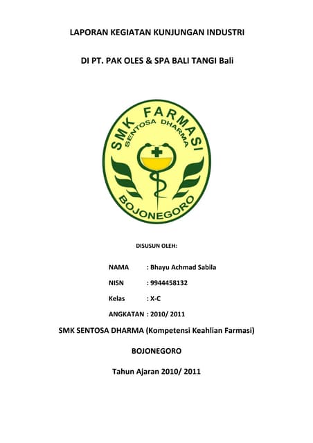 Contoh laporan kunjungan industri | PDF