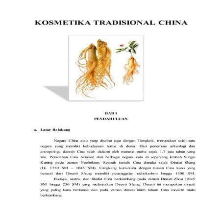 Makalah kosmetika tradisional china | DOCX