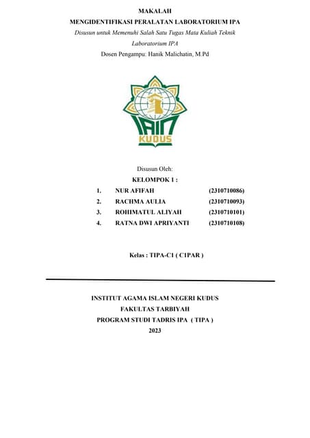 Laporan Praktikum Pengenalan Alat di Laboratorium | DOCX