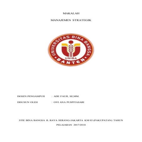 Makalah manajemen strategik uts | DOCX