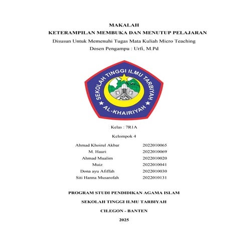 MAKALAH MICRO TEACHING KEL 4 makalah kelompok 4 | DOCX