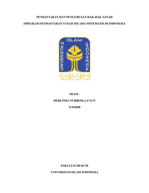 CONTOH PPT LAPORAN MAGANG BERJUDUL : PROSES PELAKSANAAN PENDAFTARAN TANAH SISTEMATIS LENGKAP ...