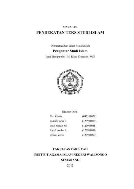Pengertian metodologi studi islam | DOCX