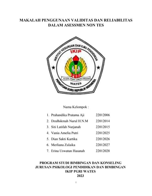 Kelompok 7 validitas dan reliabilitas | DOC