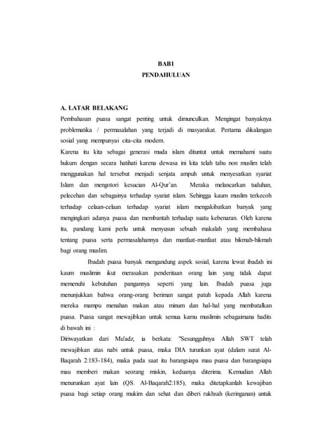 Perkara yang membatalkan puasa | DOCX