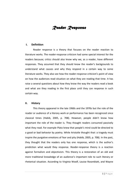 Reader response theory | PPTX