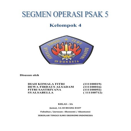 Makalah segmen operasi psak 5 | PDF