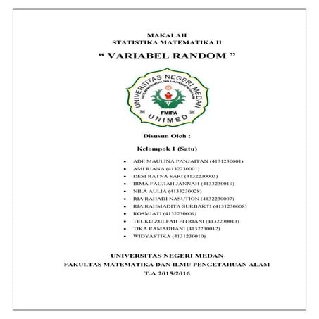 Makalah STATISTIK MAEMATIKA II VARIABEL RANDOM | PDF
