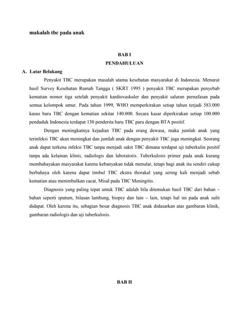 TBC PADA ANAK pamflet disertain dengan brosur | PPT