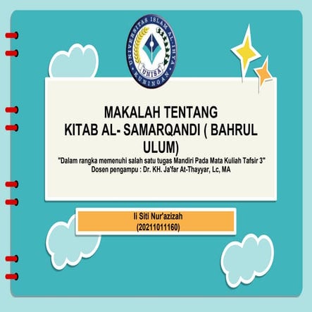 MAKALAH TENTANG KITAB AL- SAMARQANDI ( BAHRUL ULUM).pptx