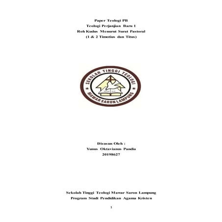 Paper Teologi PB (Roh Kudus Menurut Surat Pastoral) | DOCX