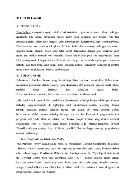 Teori tingkah laku ivan pavlov | PPTX