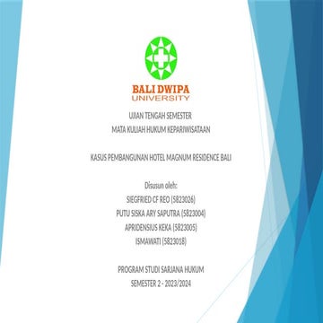 MAKALAH UAS HUKUM KEPARIWISATAAN - SIEGFRIED cs.pptx