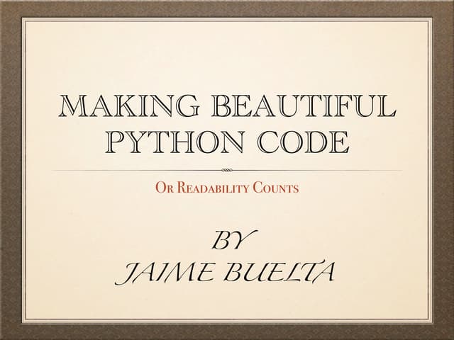 Make Beautiful Python Code Pdf Programming Languages Computing 5847