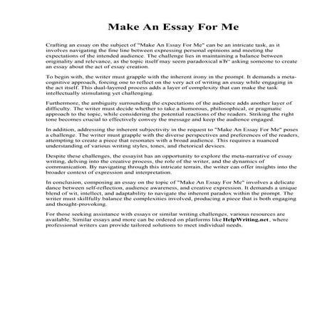 Make An Essay For Me. Columbia University in the City of New York | PDF