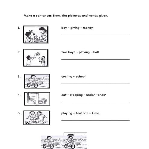 Make a sentences from the pictures and words given | DOC